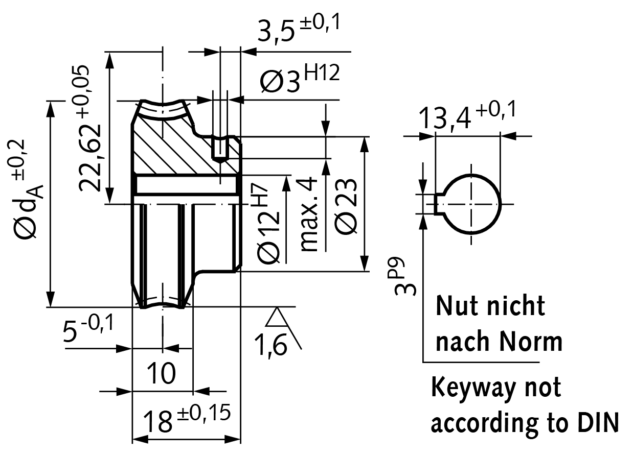 Precision worm wheel centre distance 22.62mm i=4 20 teeth SKU: 32030400 ...