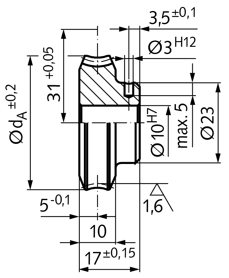 Precision worm wheel centre distance 31mm i=60 60 teeth SKU: 32106000 ...