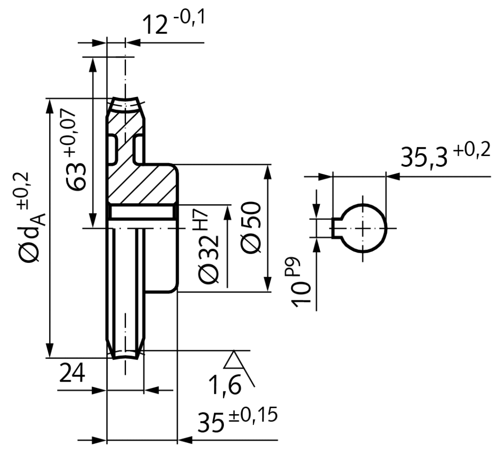 Precision worm wheel centre distance 63mm i=48 48 teeth SKU: 33034800 ...