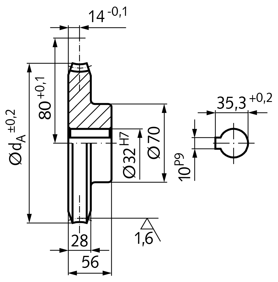 Precision worm wheel centre distance 80mm i=30 30 teeth SKU: 33063000 ...